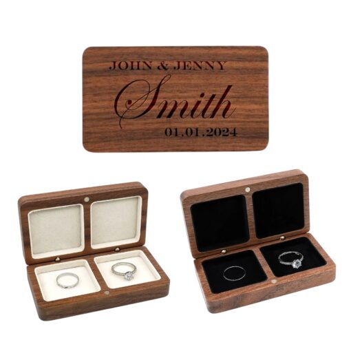 Two Ring Personalised Timber Ring Presentation Box – Pindan Engraving